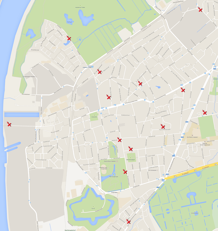 Overzichtsplan locaties V-bommen | Overzichtsplan | V-bommen op Hoboken ...