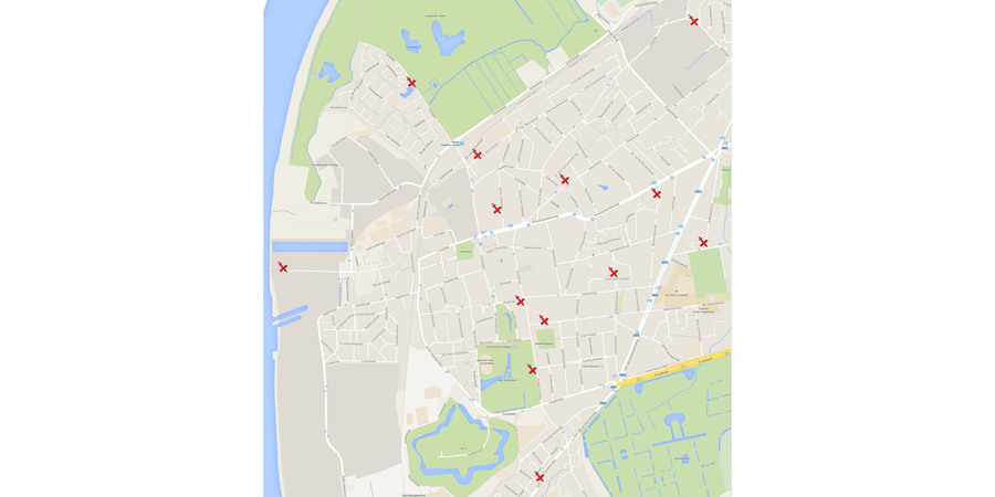 Overzichtsplan locaties V-bommen | Antwerpen